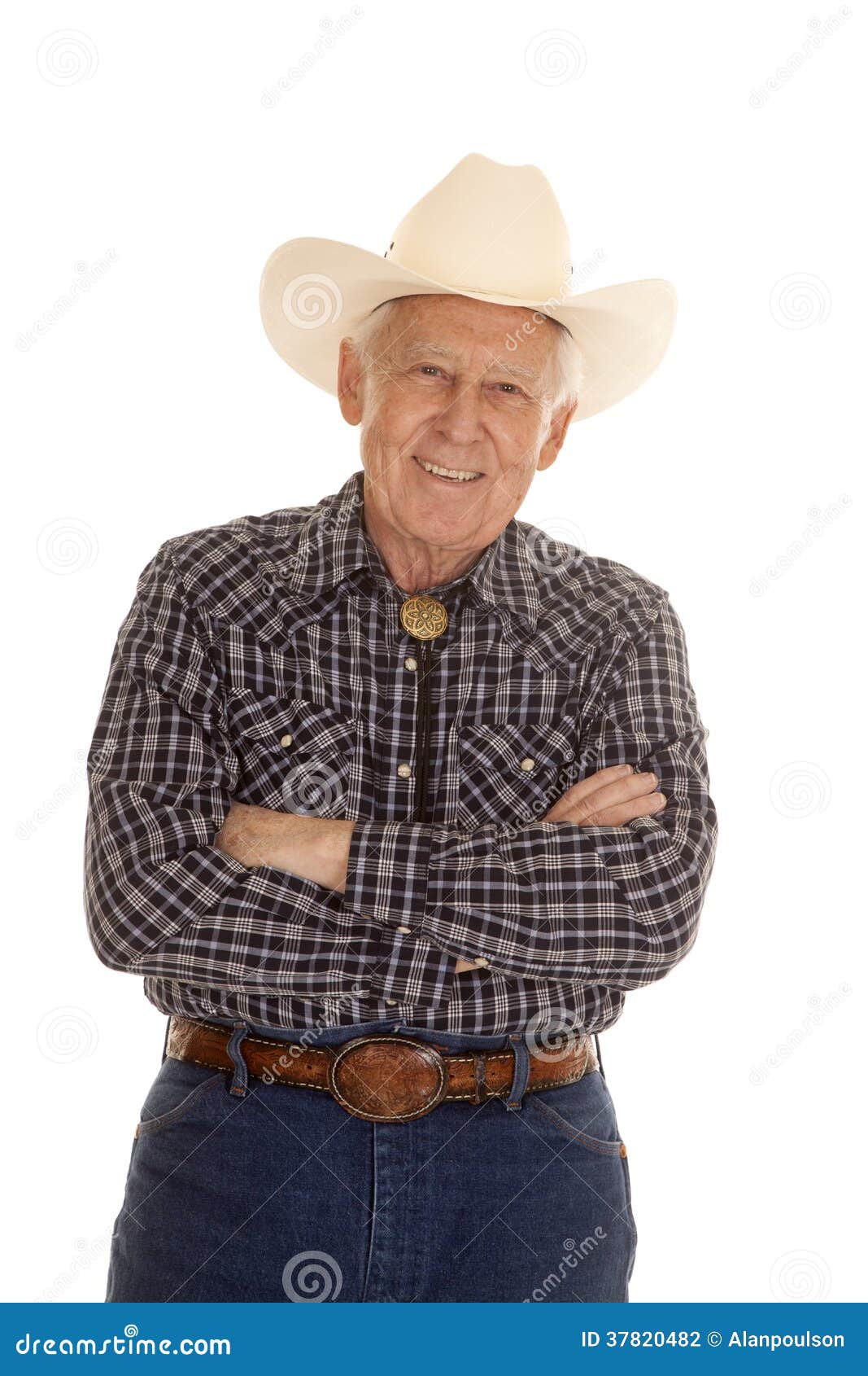 Elderly Man Cowboy Arms Folded Stock Photo - Image of grandpa, rancher ...