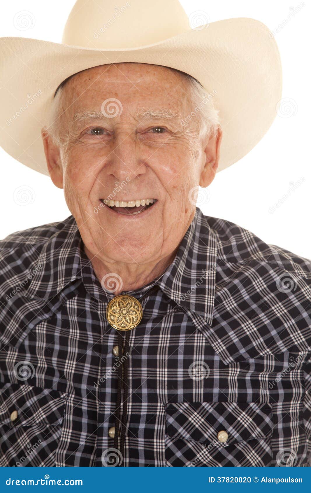 Elderly Man Cowboy Close Smiling Stock Photo - Image of determined ...