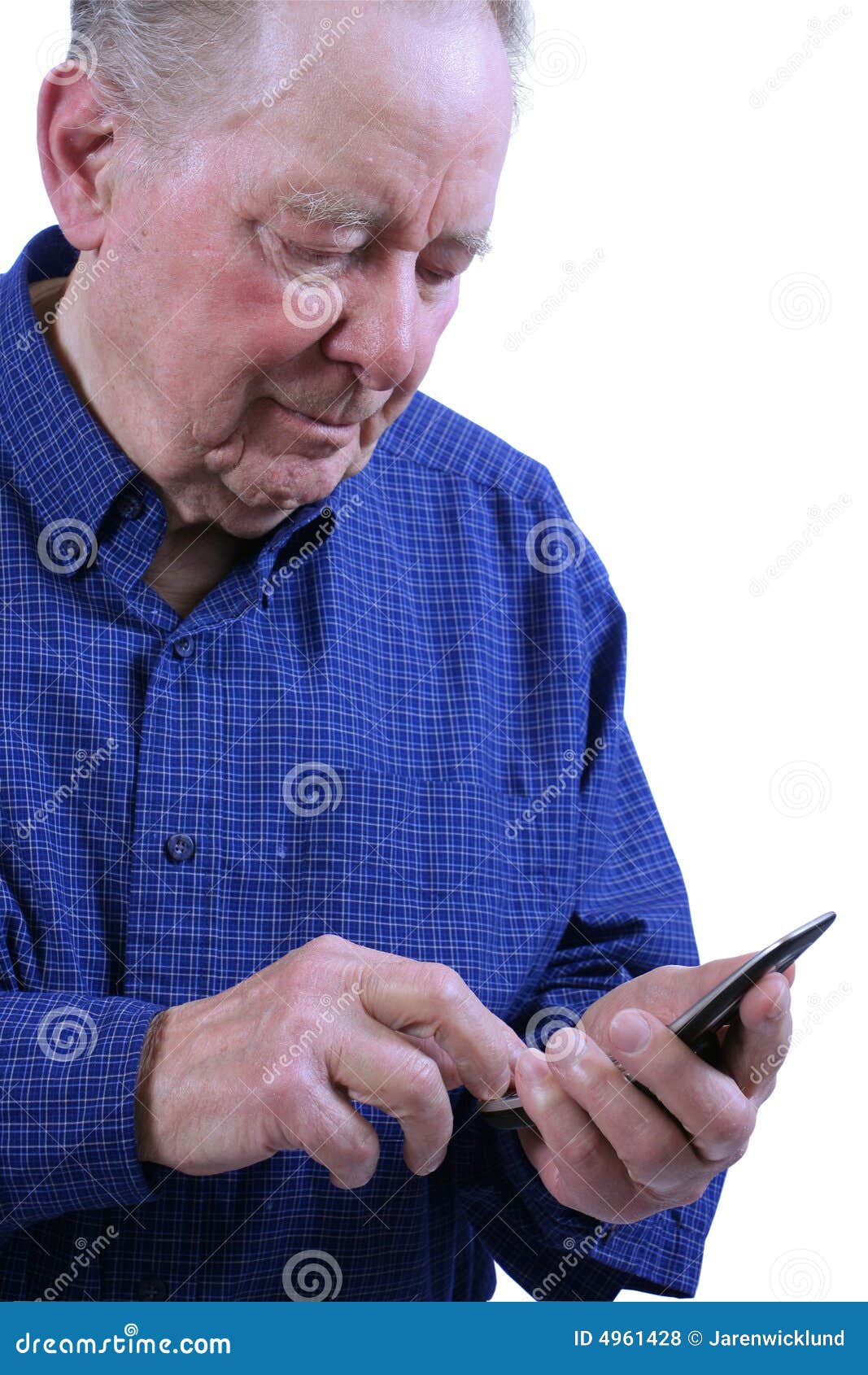 Elderly Man Dialing Cell Phone Stock Photo - Image of dialing, elderly ...