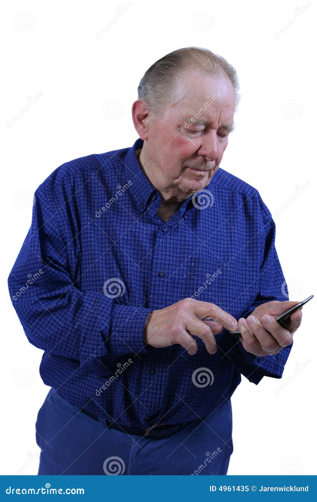 Elderly Man Dialing Cell Phone Stock Image - Image of caucasian, modern ...