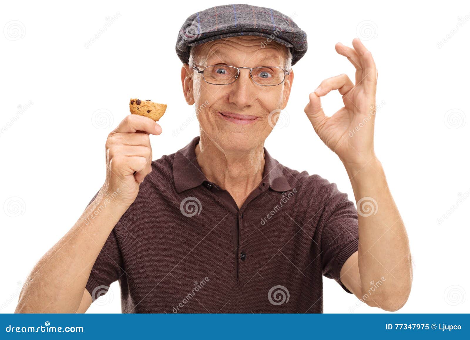 Elderly Man Eating a Cookie Stock Image - Image of food, background ...
