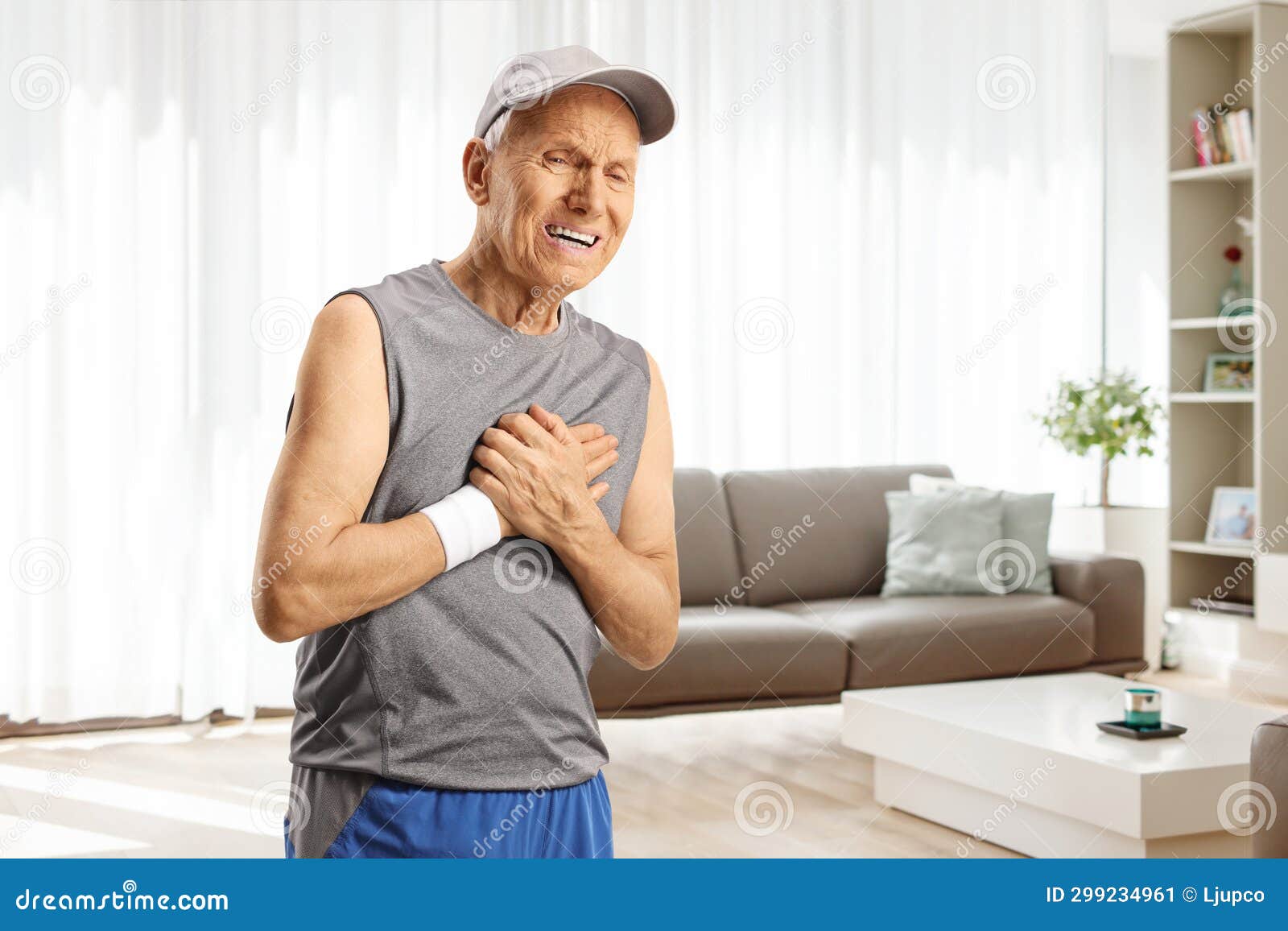 Elderly Man Experiencing Pain in the Chest Stock Image - Image of heart ...