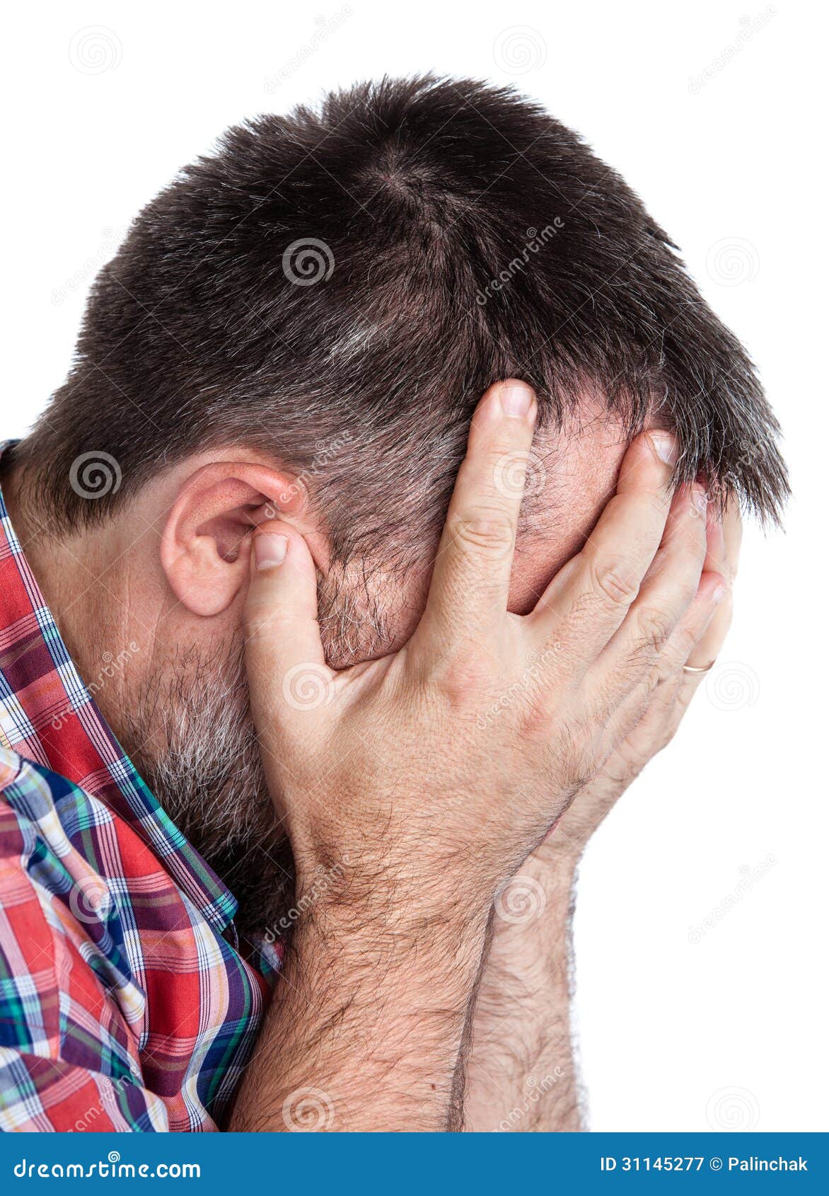 Elderly Man with Face Closed by Hand Stock Image - Image of caucasian ...