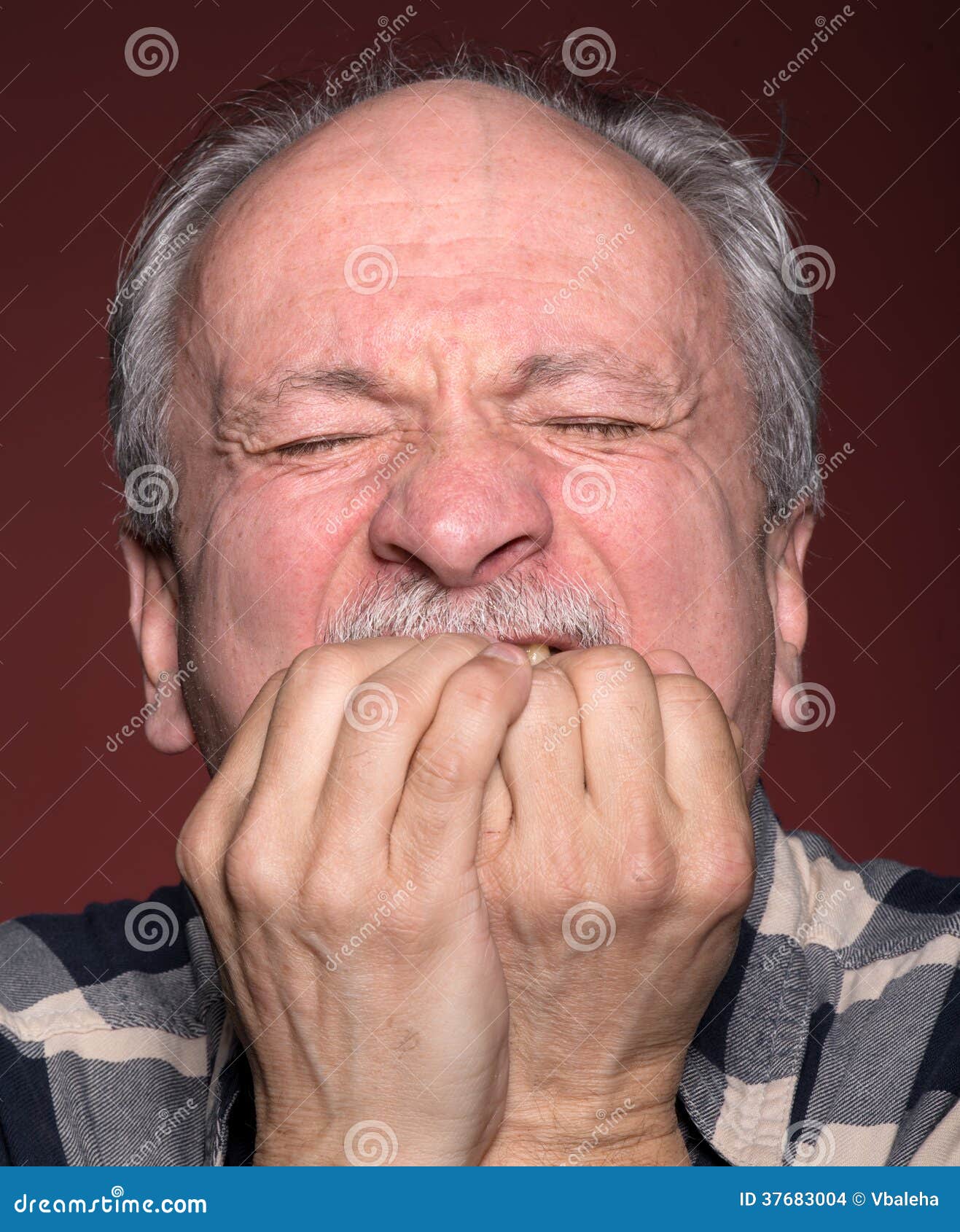 Elderly Man with Face Closed by Hands Stock Photo - Image of illness ...