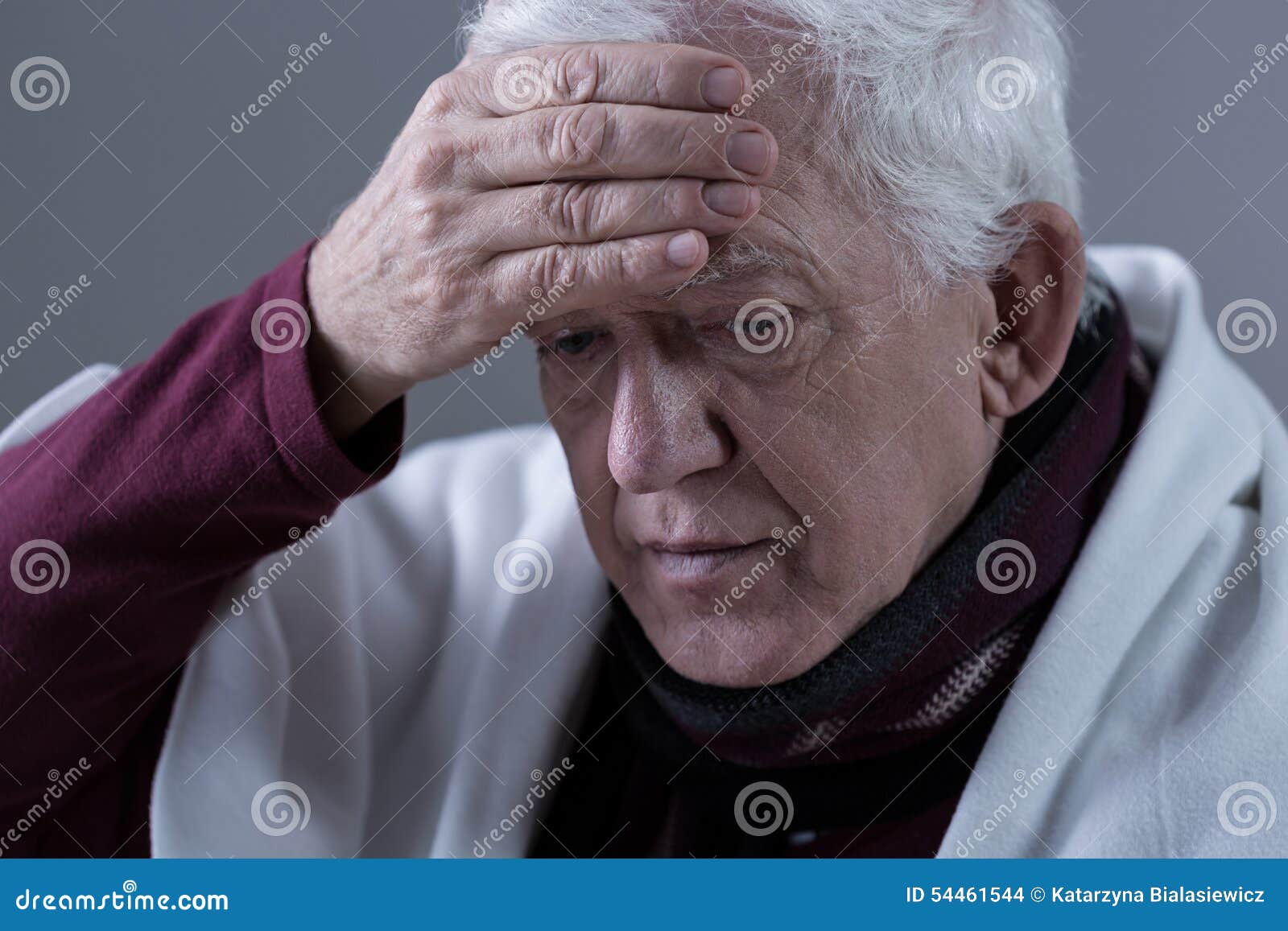 Elderly man with fever stock photo. Image of feel, infection - 54461544