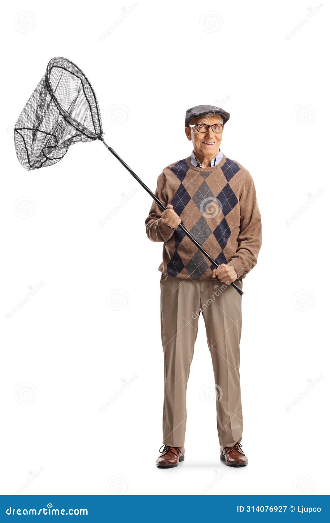 Elderly Man Holding a Catching Net Stock Image - Image of happy ...