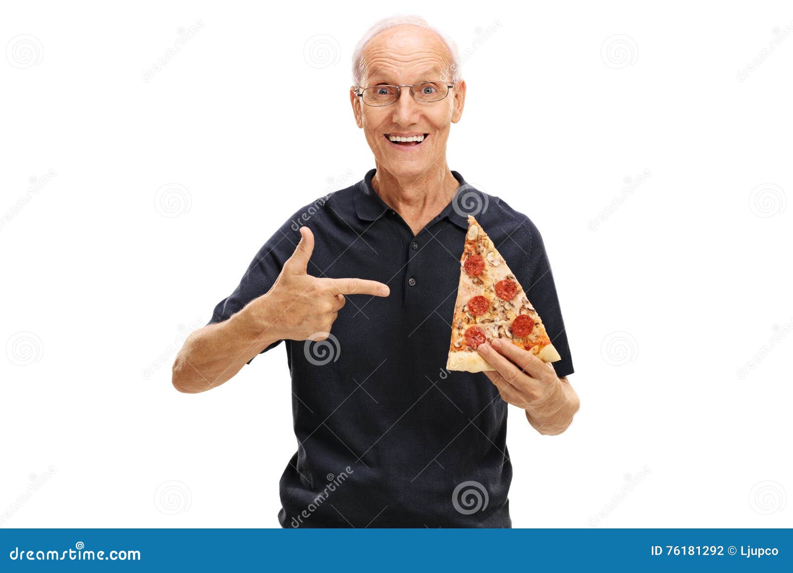 Elderly Man Holding a Slice of Pizza Stock Photo - Image of lifestyle ...