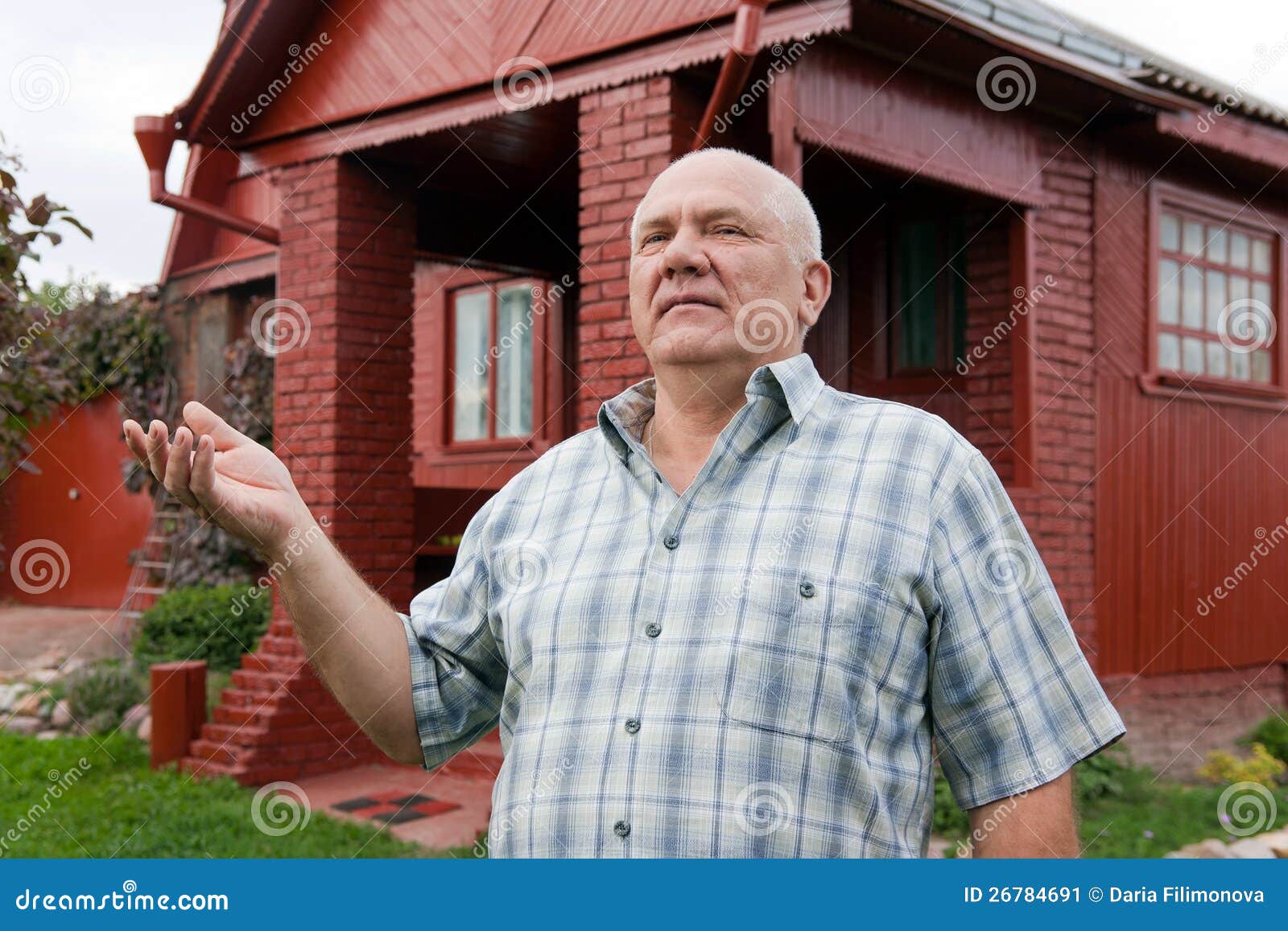 Elderly man at the house stock image. Image of looking - 26784691