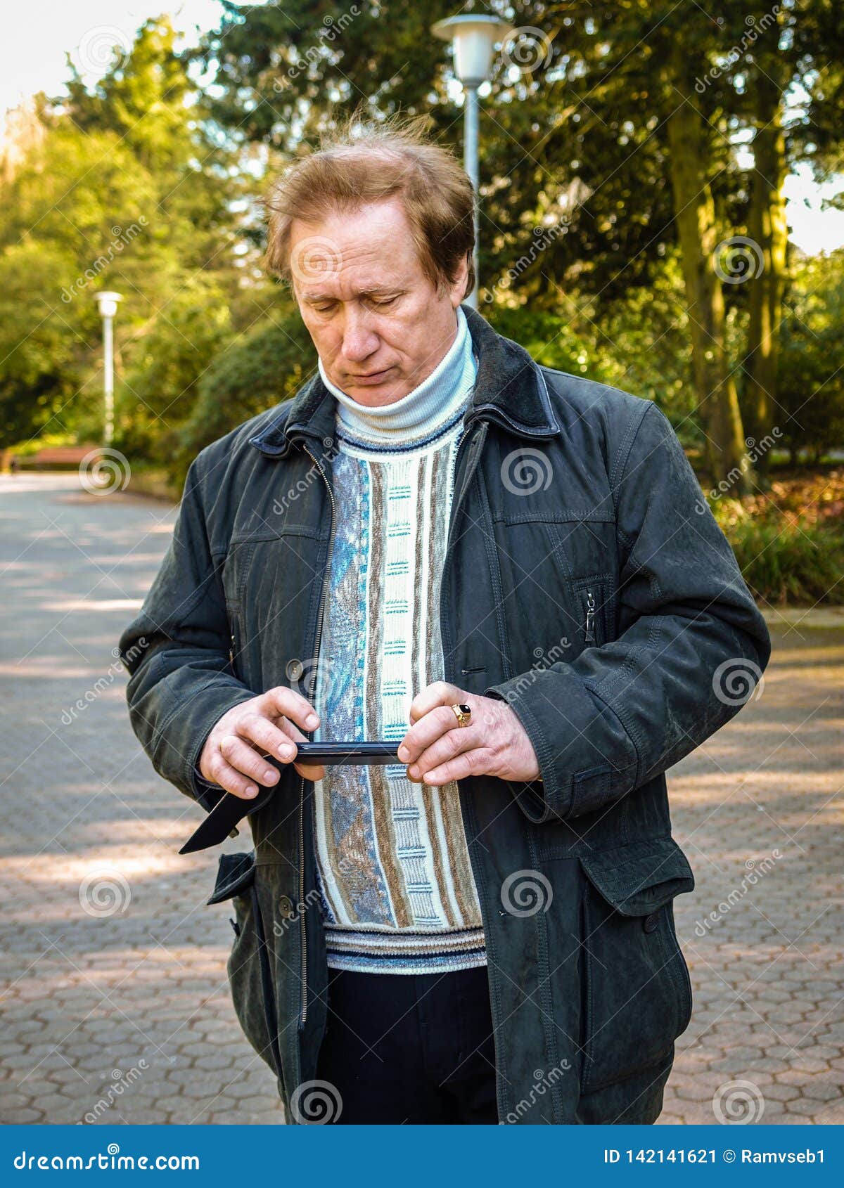 An Elderly Man in a Jacket Resting Stock Image - Image of grandfather ...