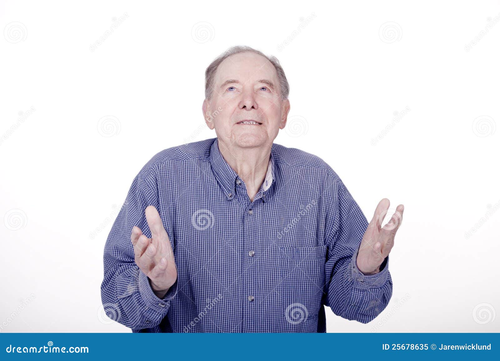 Elderly Man Looking Up with Expectant Look Stock Image - Image of ...