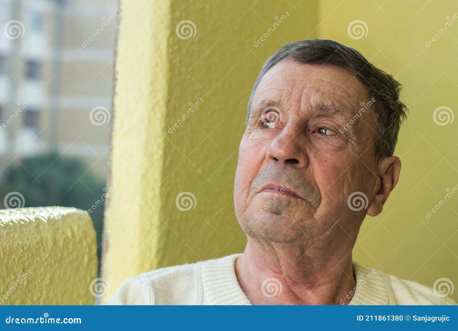 Elderly Man Lost in Thought Stock Photo - Image of face, disappointment ...