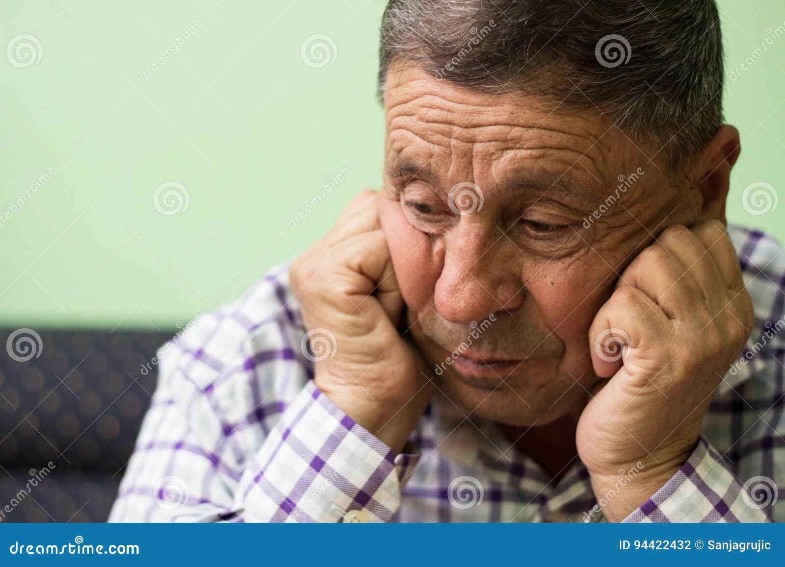 Elderly Man Lost in Thought Stock Photo - Image of guilt ...