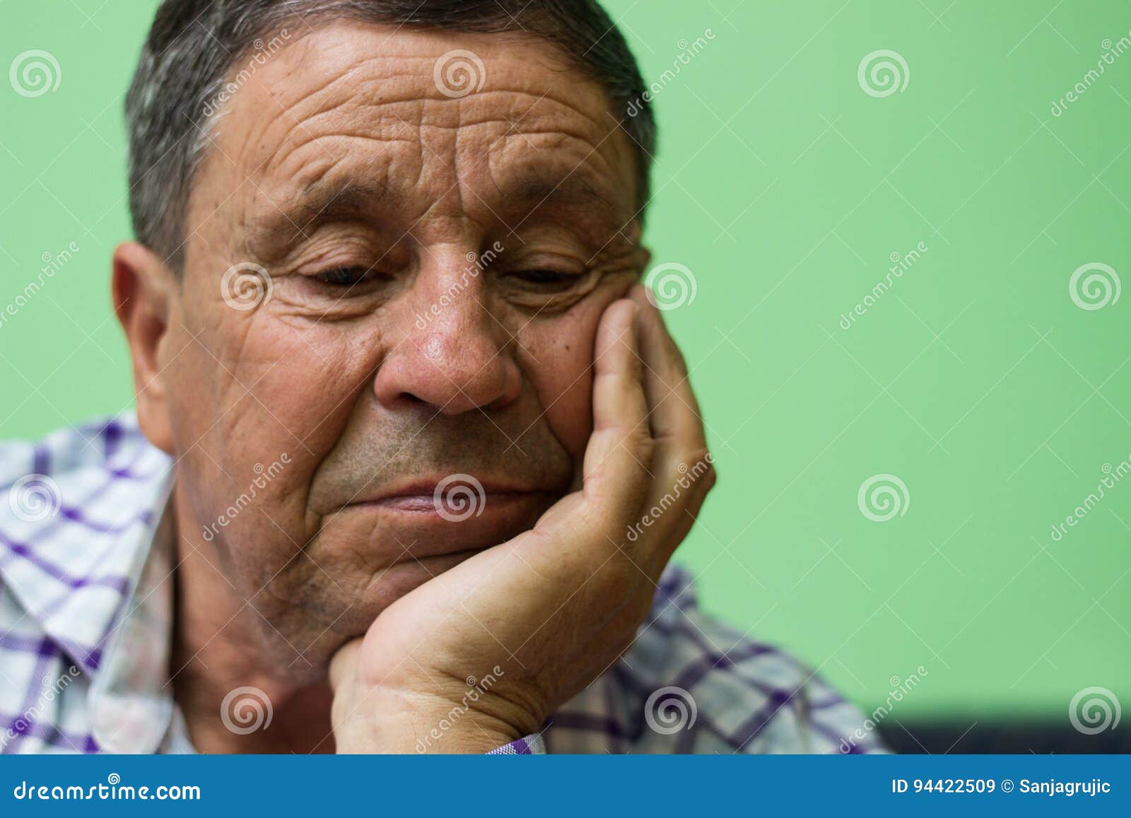 Elderly Man Lost in Thought Stock Image - Image of blank, indoors: 94422509