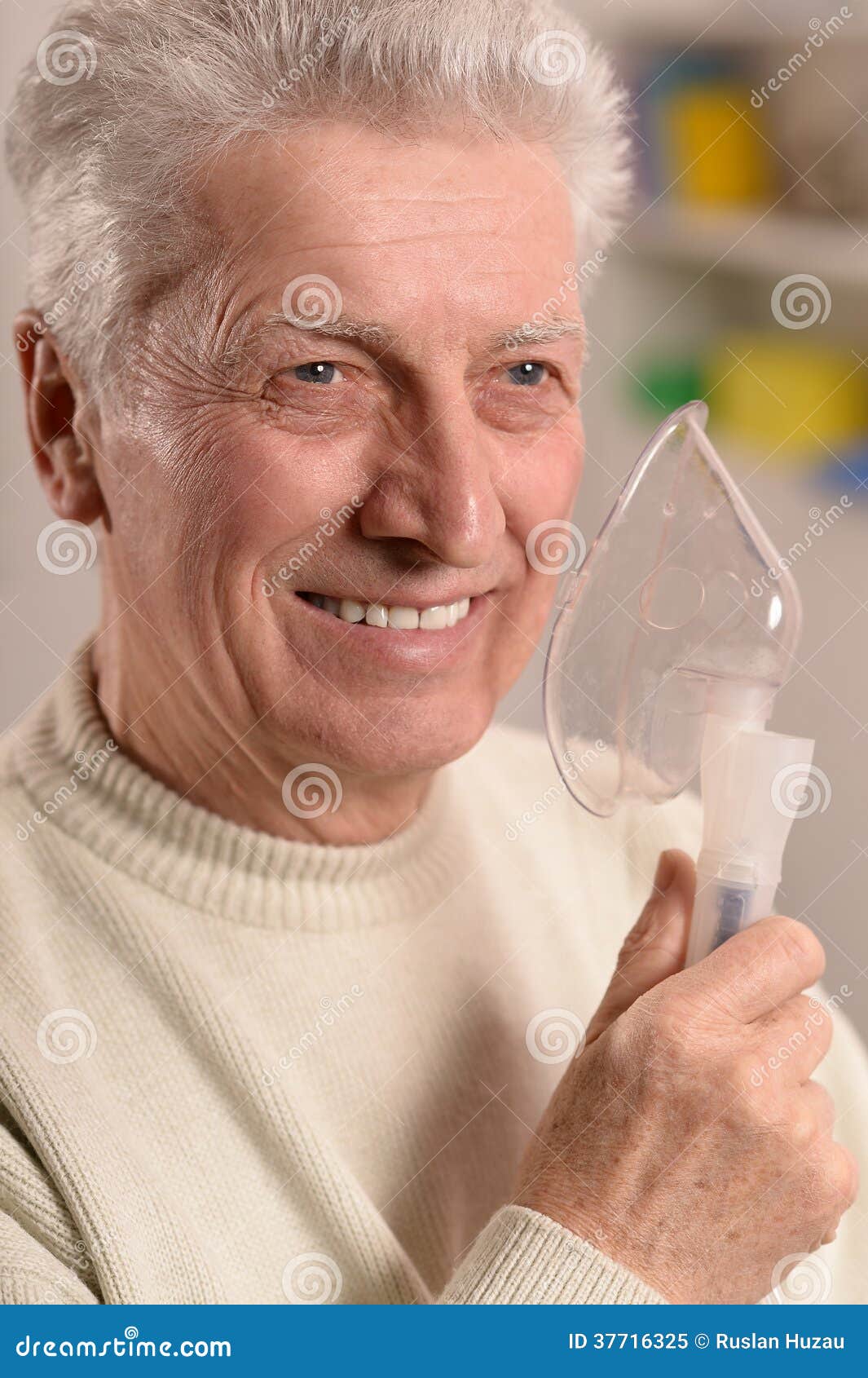 Elderly Man Making Inhalation Stock Image - Image of lungs, inhaler ...