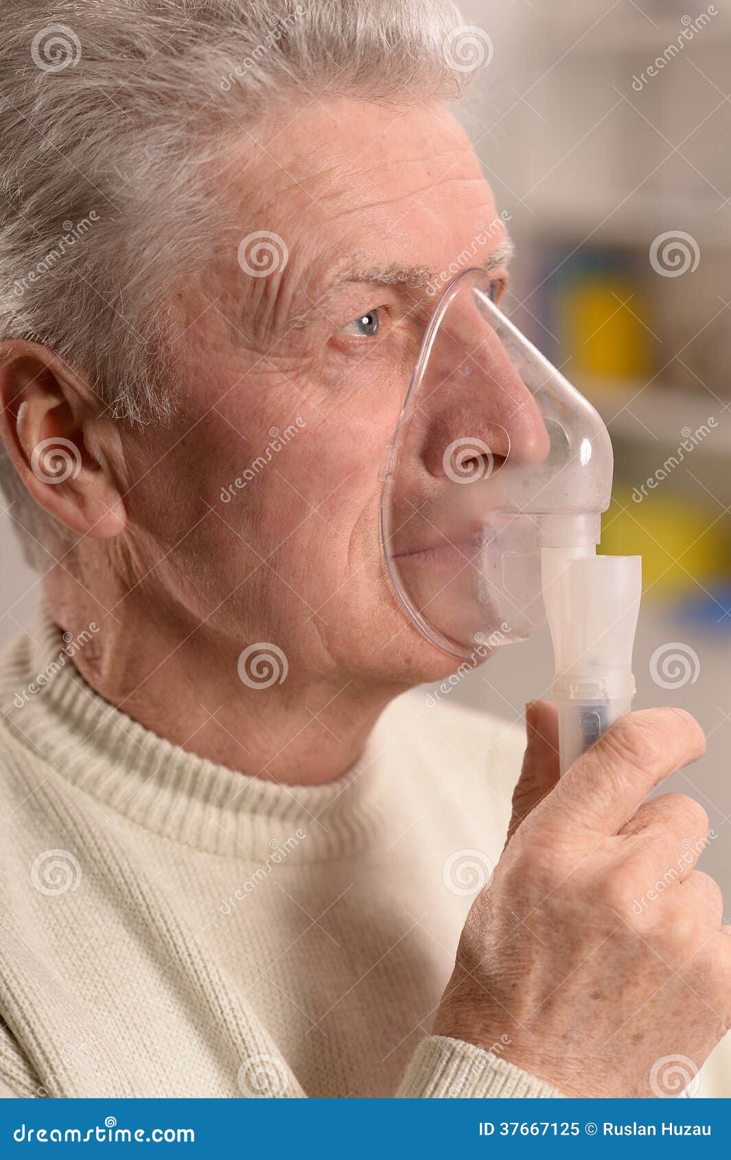 Elderly Man Making Inhalation Stock Image - Image of elderly, care ...
