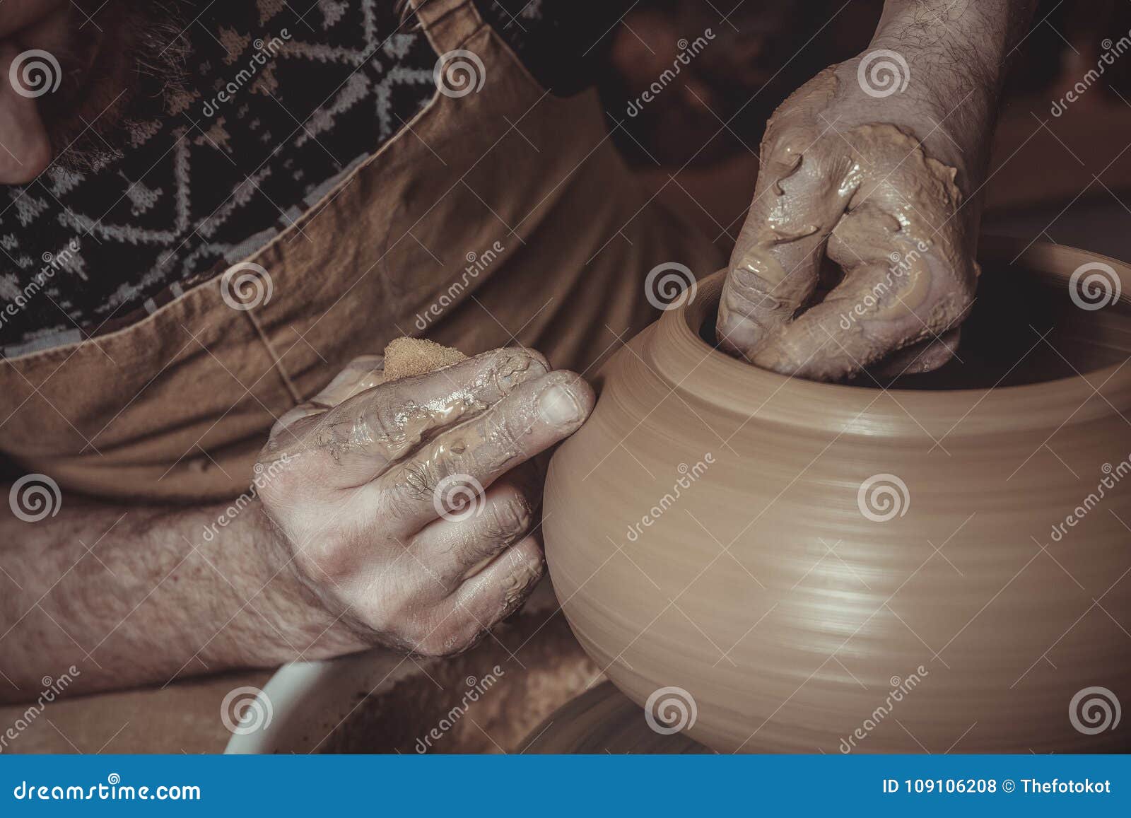 Elderly Man Making Pot Using Pottery Wheel in Studio Stock Photo ...