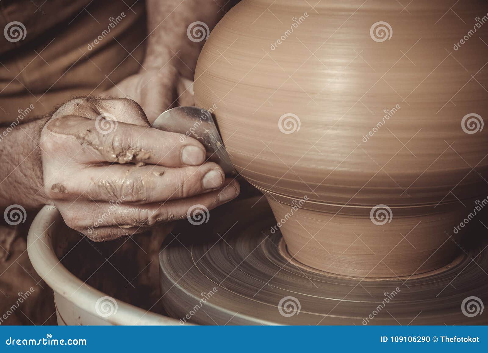 Elderly Man Making Pot Using Pottery Wheel in Studio Stock Photo ...