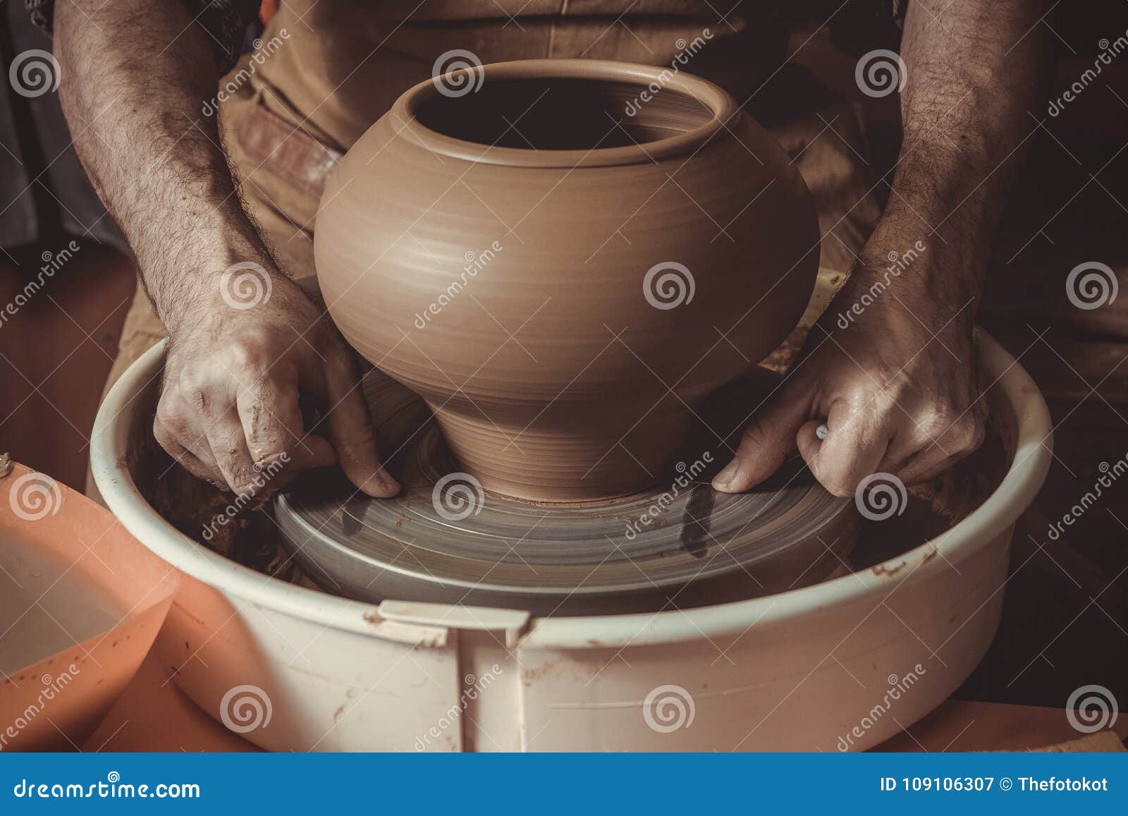 Elderly Man Making Pot Using Pottery Wheel in Studio Stock Image ...