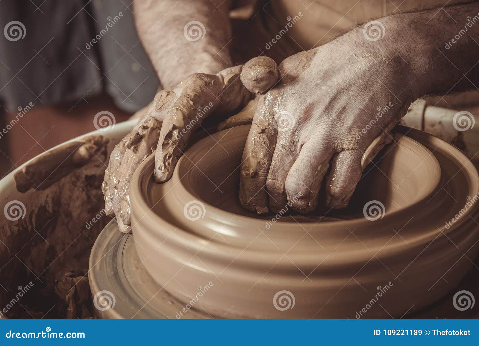 Elderly Man Making Pot Using Pottery Wheel in Studio Stock Image ...
