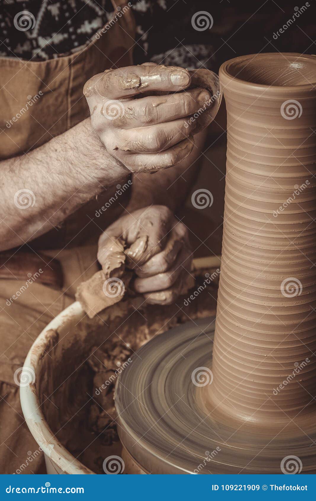 Elderly Man Making Pot Using Pottery Wheel in Studio Stock Image ...