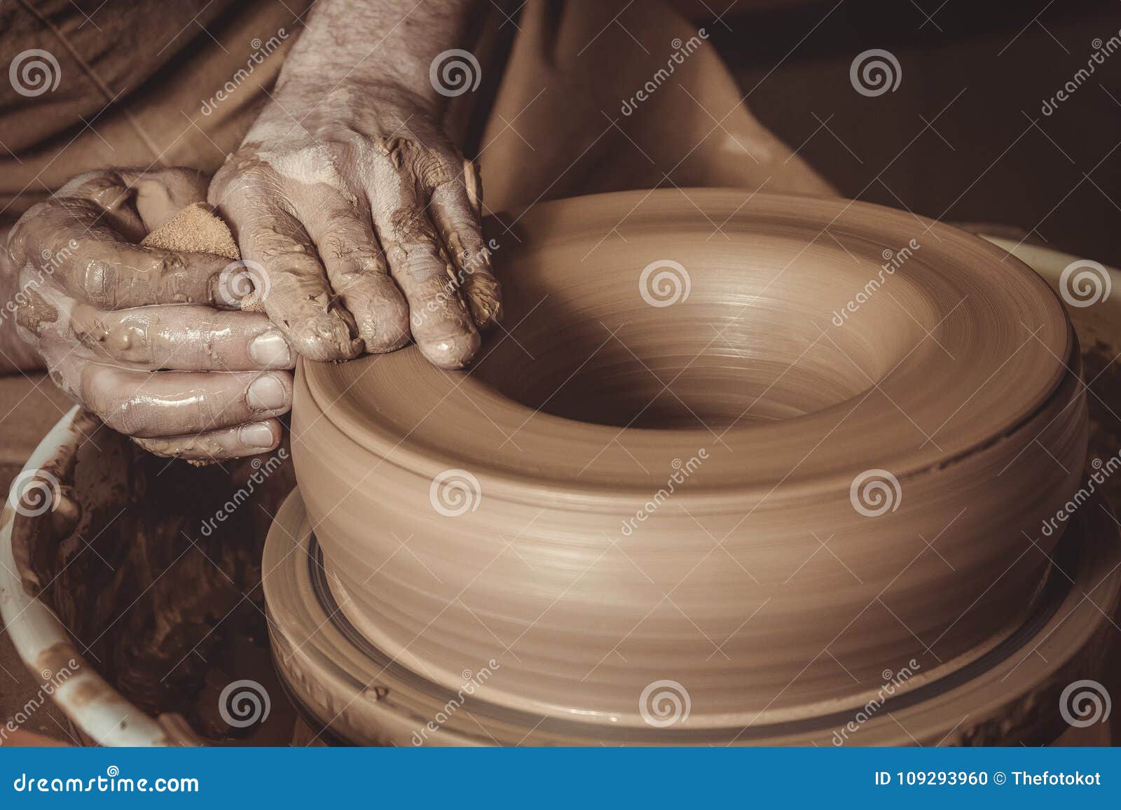 Elderly Man Making Pot Using Pottery Wheel in Studio Stock Photo ...