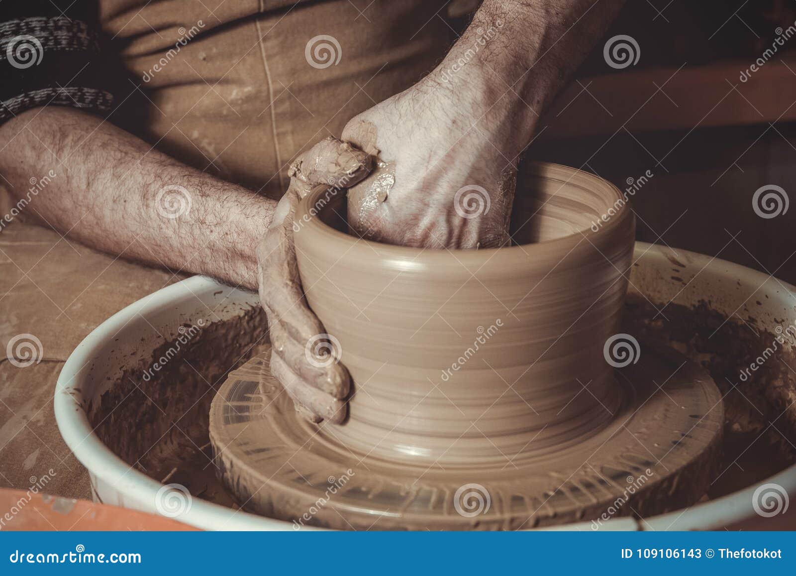 Elderly Man Making Pot Using Pottery Wheel in Studio Stock Image ...