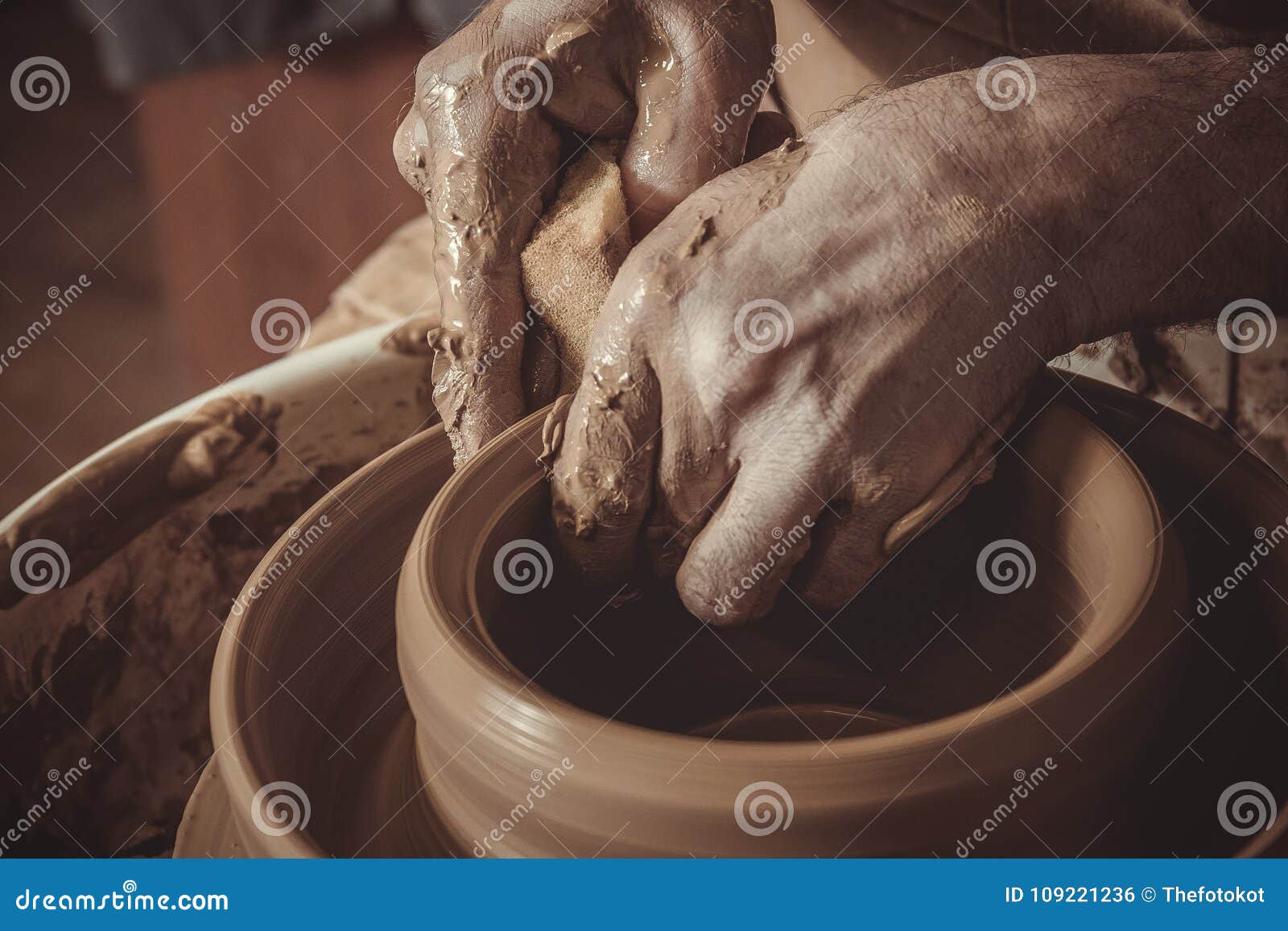 Elderly Man Making Pot Using Pottery Wheel in Studio Stock Photo ...
