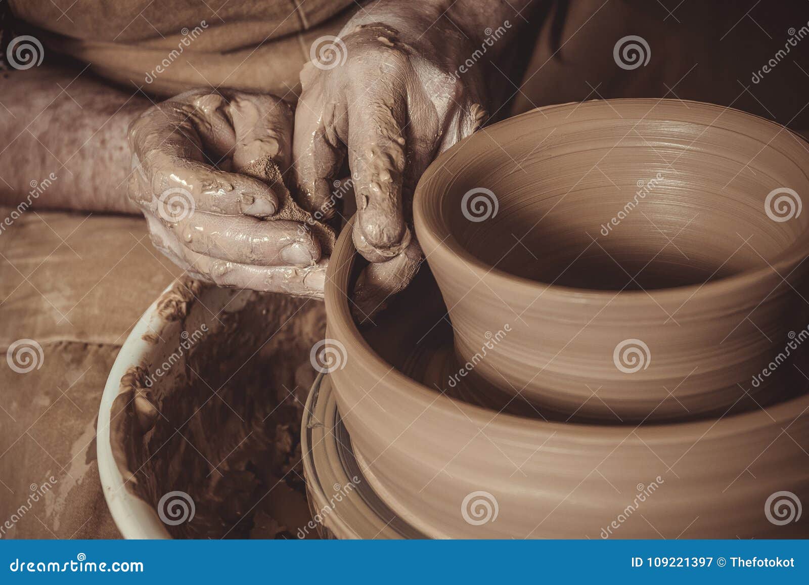 Elderly Man Making Pot Using Pottery Wheel in Studio Stock Image ...