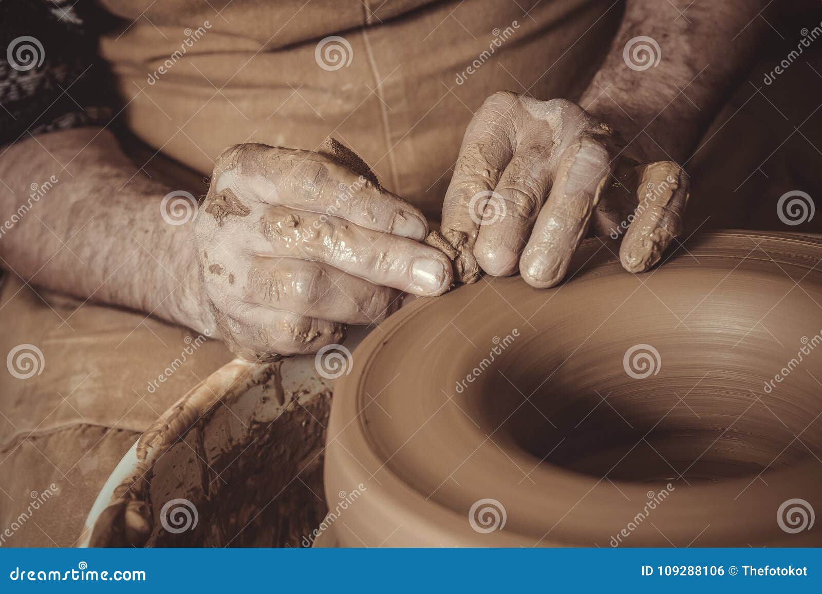 Elderly Man Making Pot Using Pottery Wheel in Studio Stock Photo ...