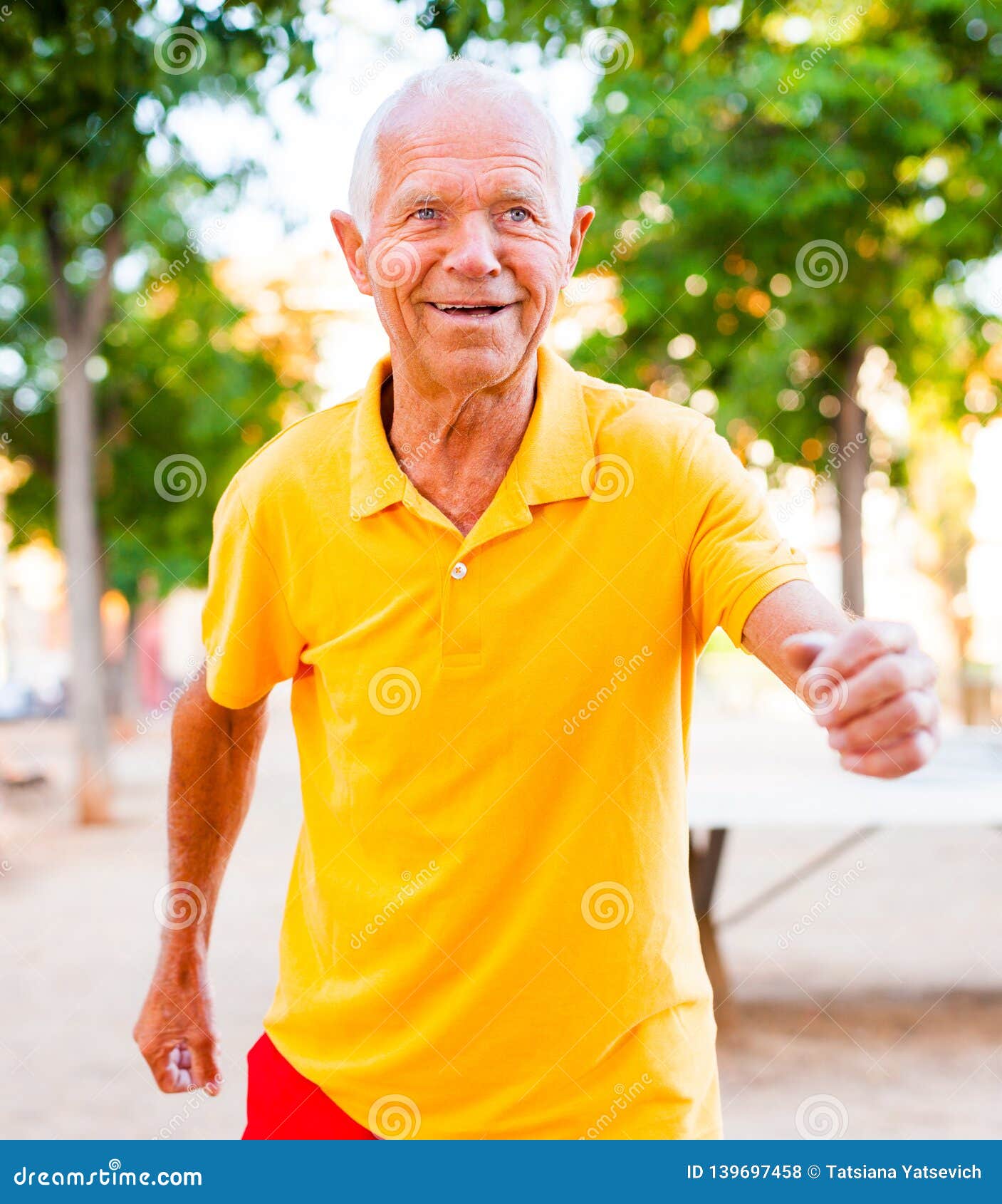 Elderly Man on Morning Run in Park Stock Photo - Image of active ...