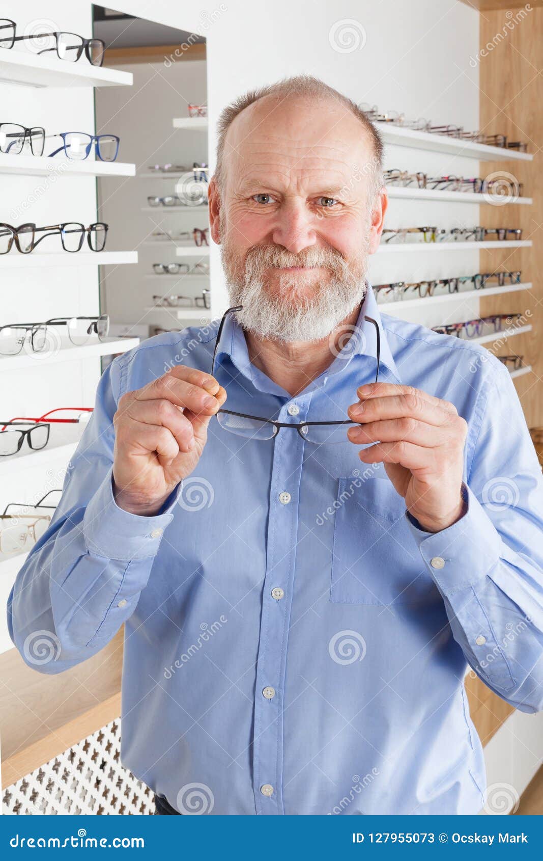 Elderly Man in Optics Store Stock Image - Image of corrective, optical ...