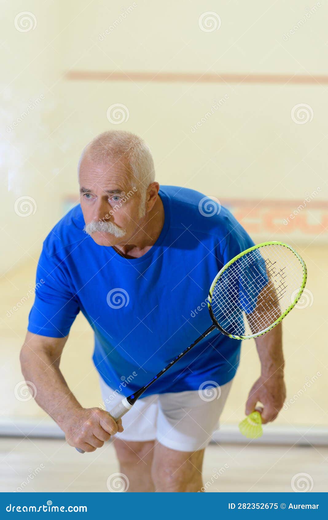 Elderly Man Playing Badminton Stock Image - Image of game, activity ...