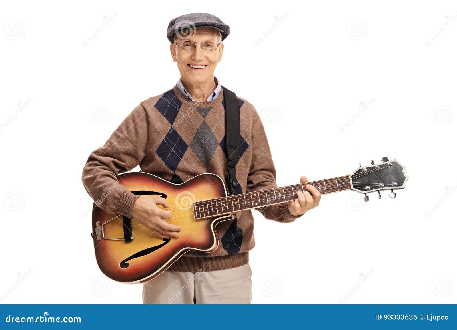 Elderly man playing guitar stock photo. Image of acoustic - 93333636