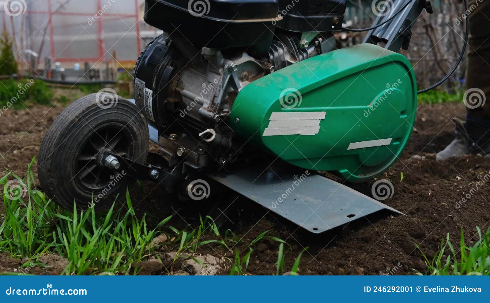 Elderly Man Plows the Soil with a Cultivator or Tillerblock Stock Video ...