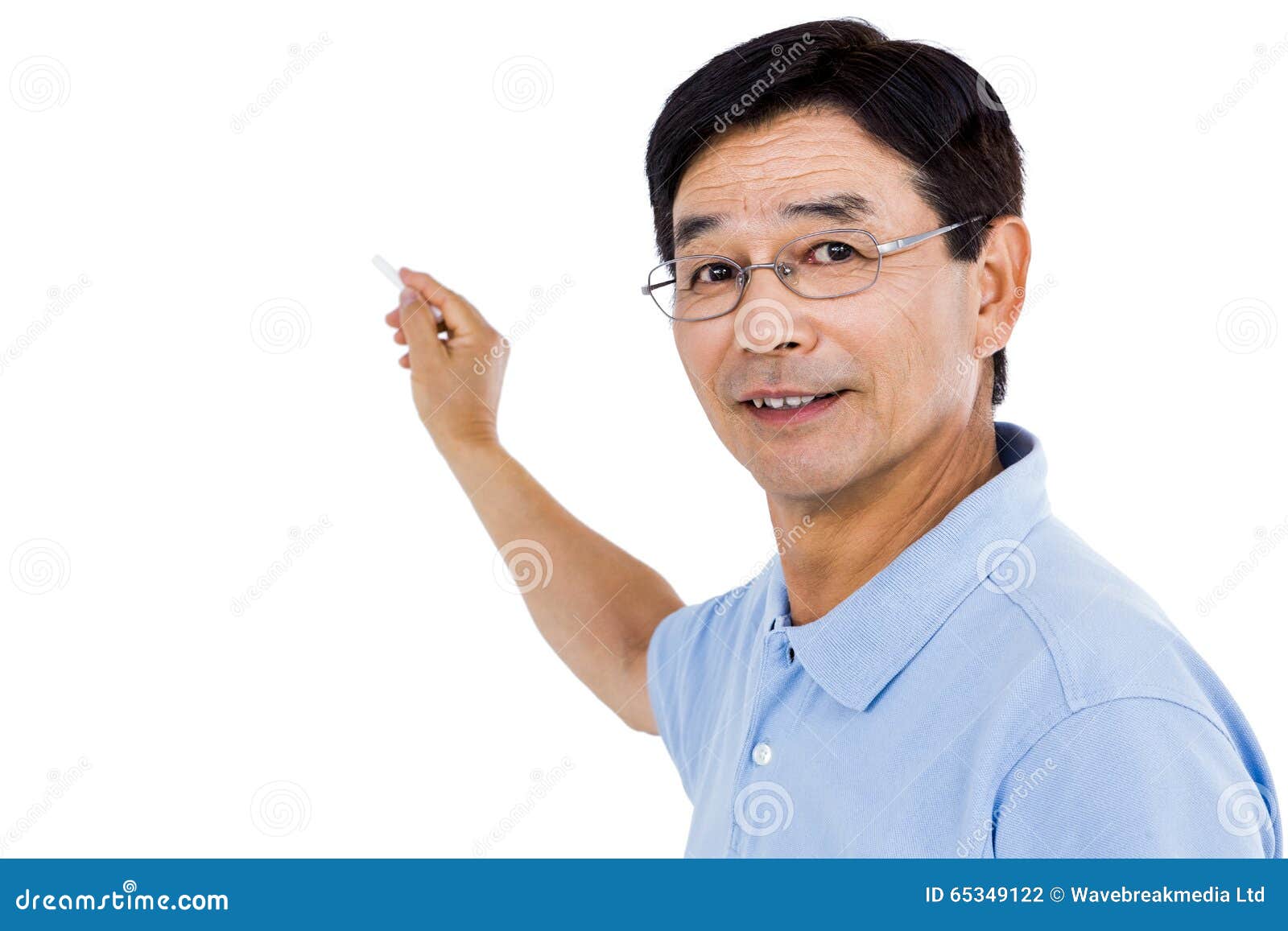 Elderly Man Pointing Behind Him Stock Photo - Image of isolated, shirt ...