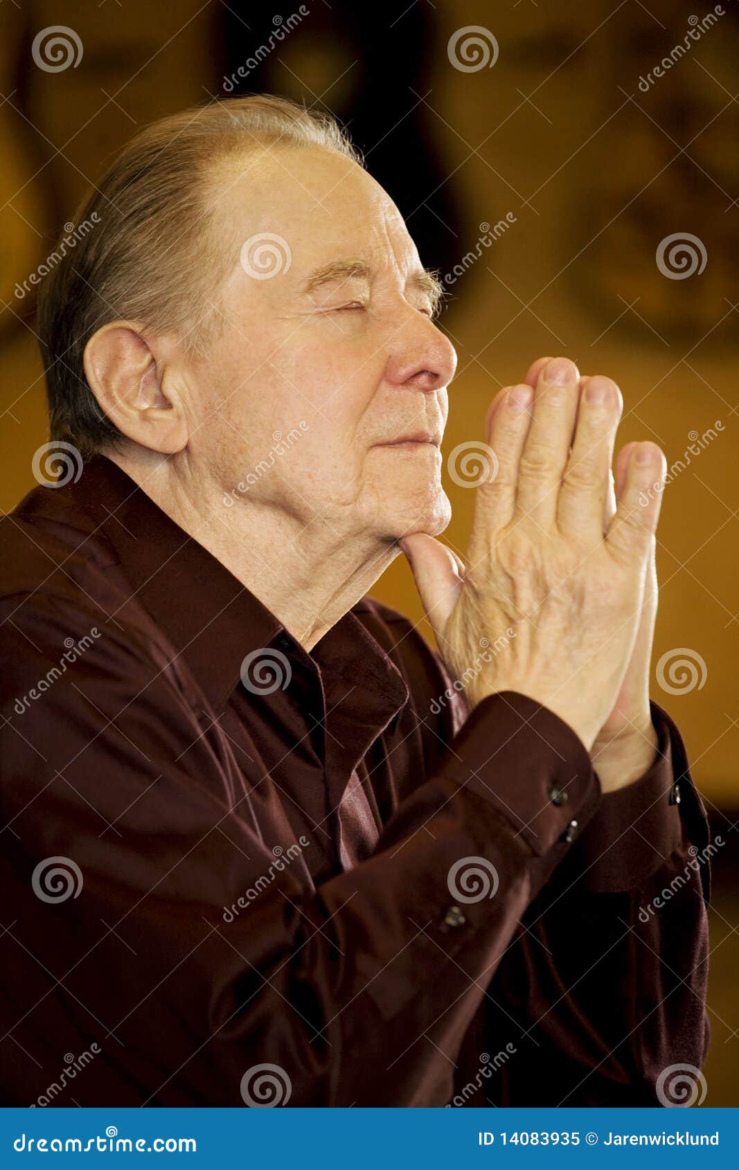 Elderly Man Praying in Church Stock Image - Image of waiting, handsome ...