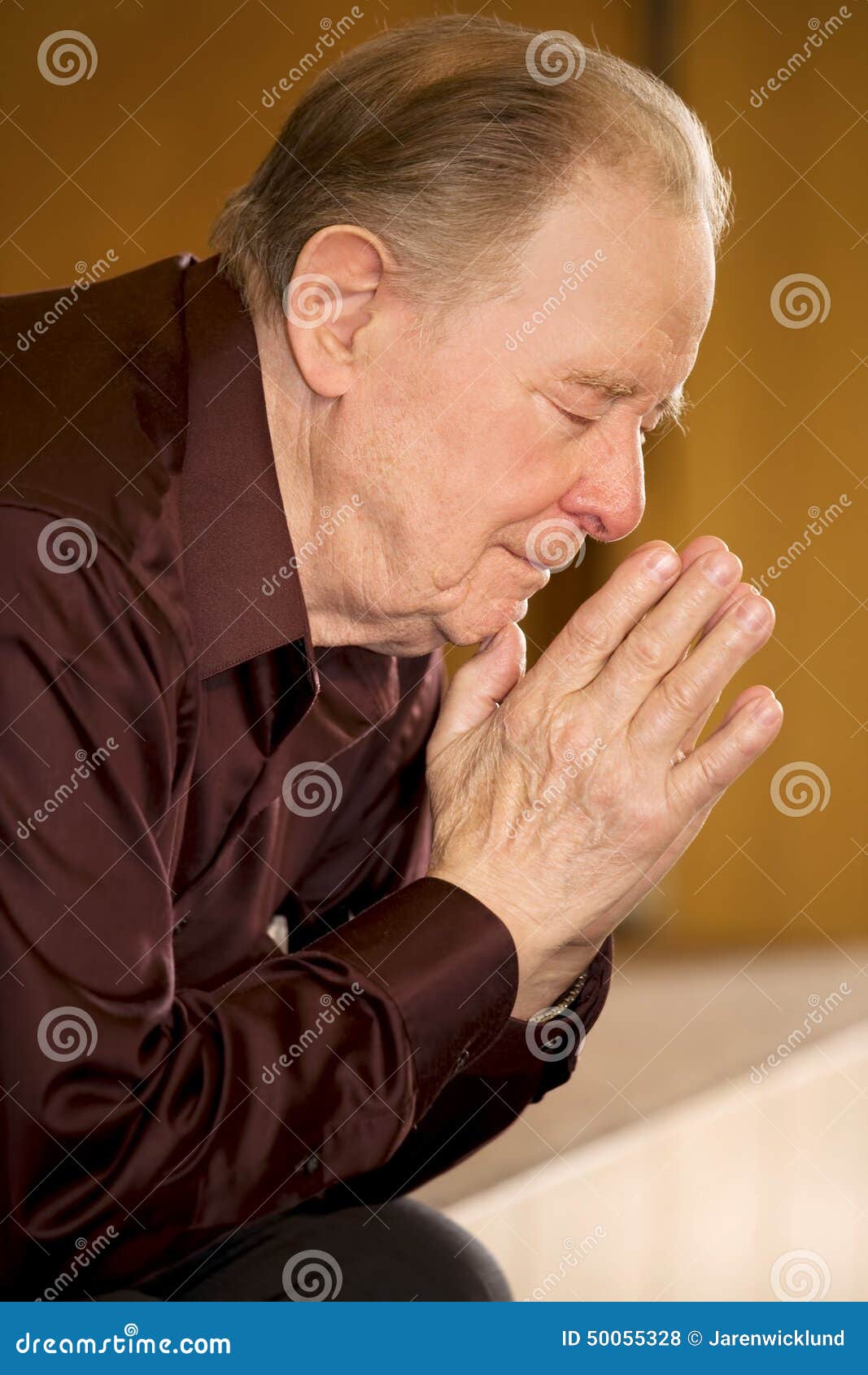 Elderly Man Praying in Church Stock Photo - Image of gentleman, lonely ...