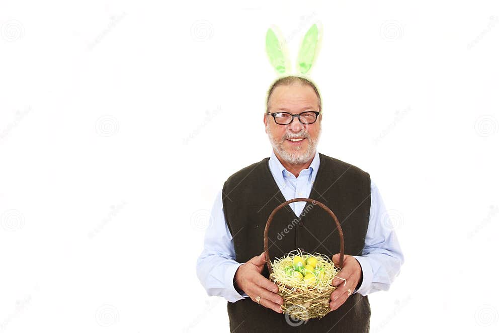 Elderly Man with Rabbit Ears Stock Image - Image of easter, humour ...