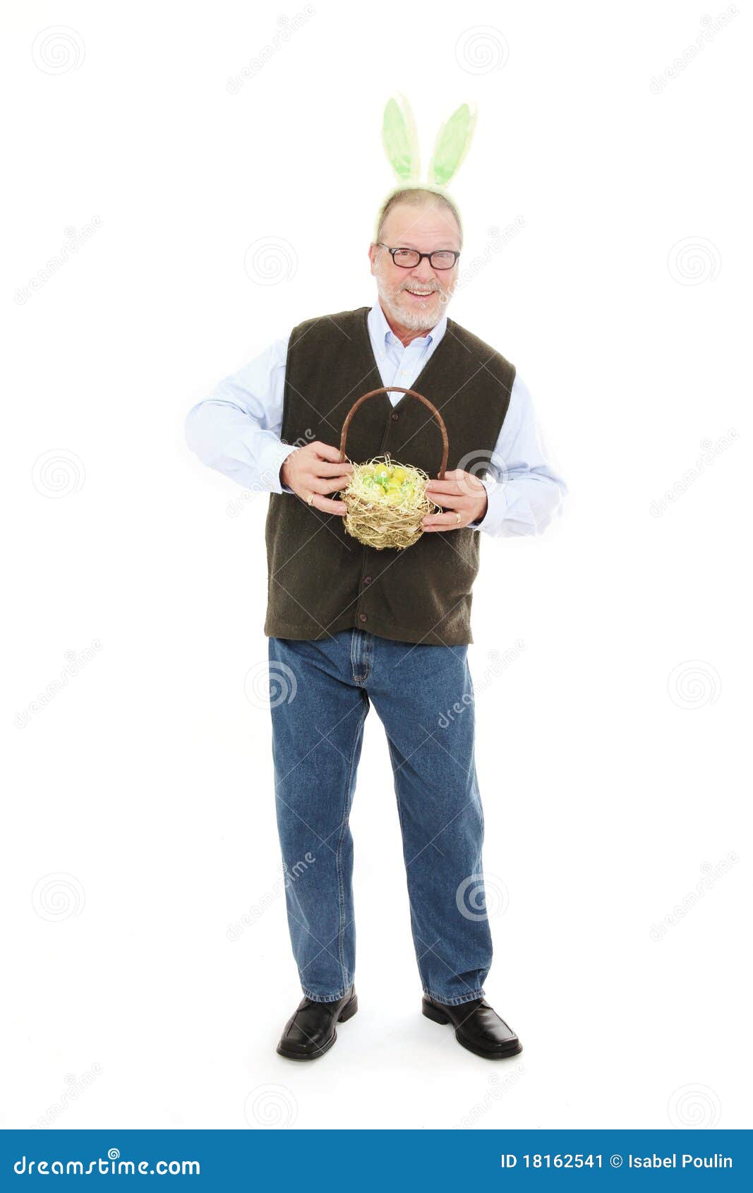 Elderly Man with Rabbit Ears Stock Image - Image of novelty, basket ...