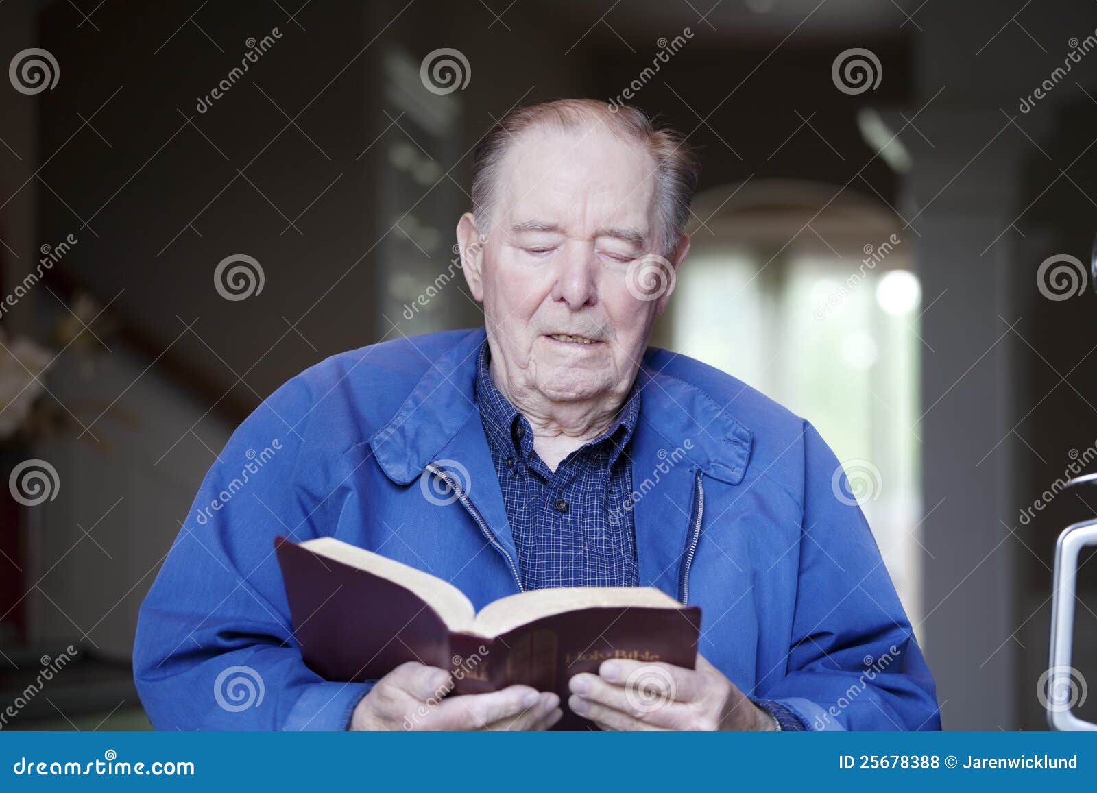 Elderly Man Reading the Bible Stock Photo - Image of elderly, study ...