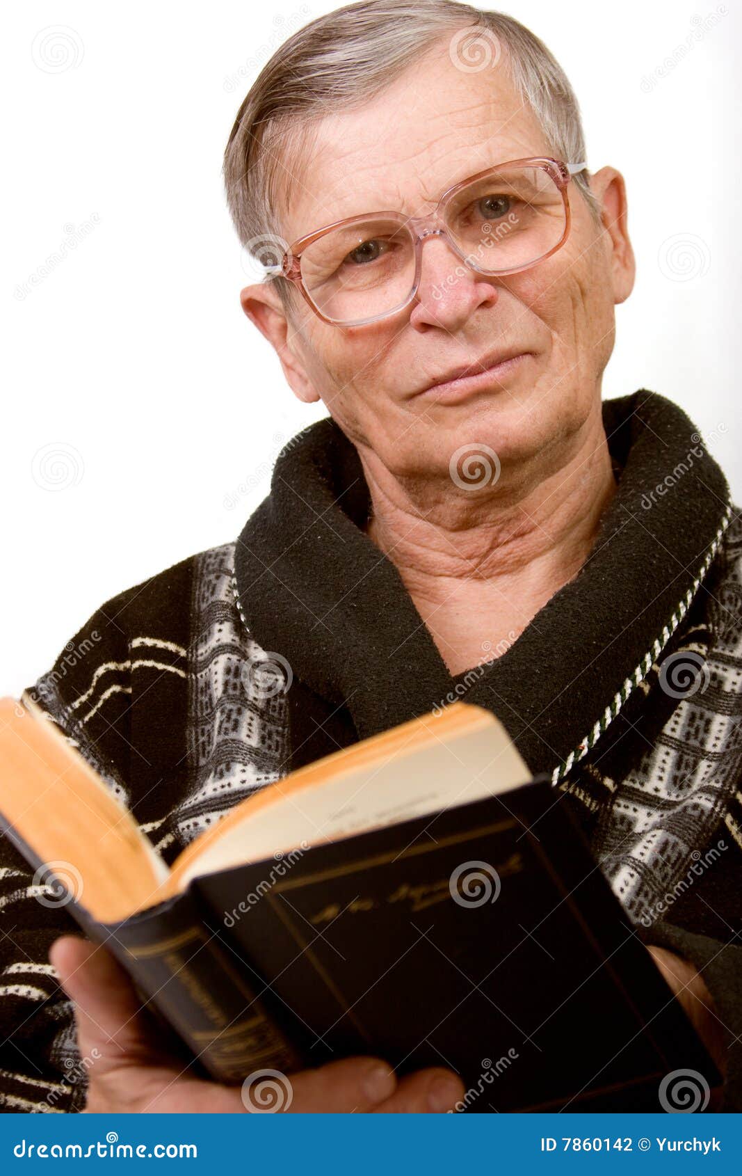 Elderly man reading a book stock photo. Image of mature - 7860142