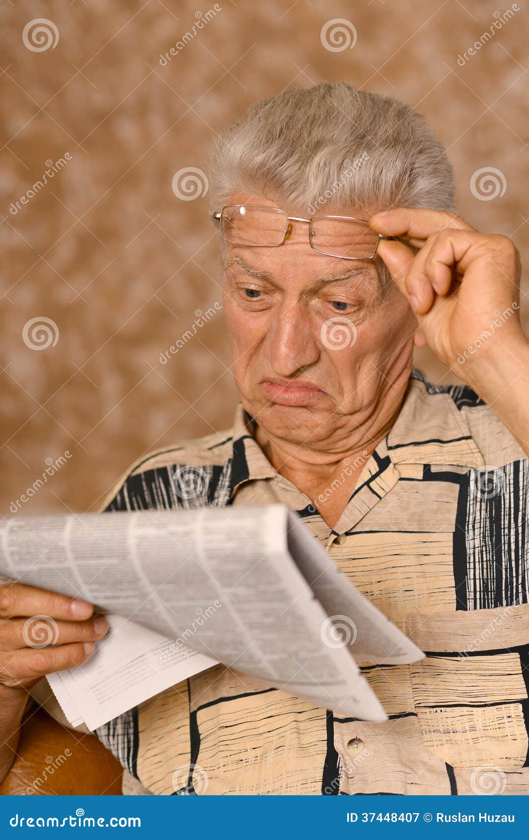 Elderly Man Reading Newspaper Stock Image - Image of older, caucasian ...