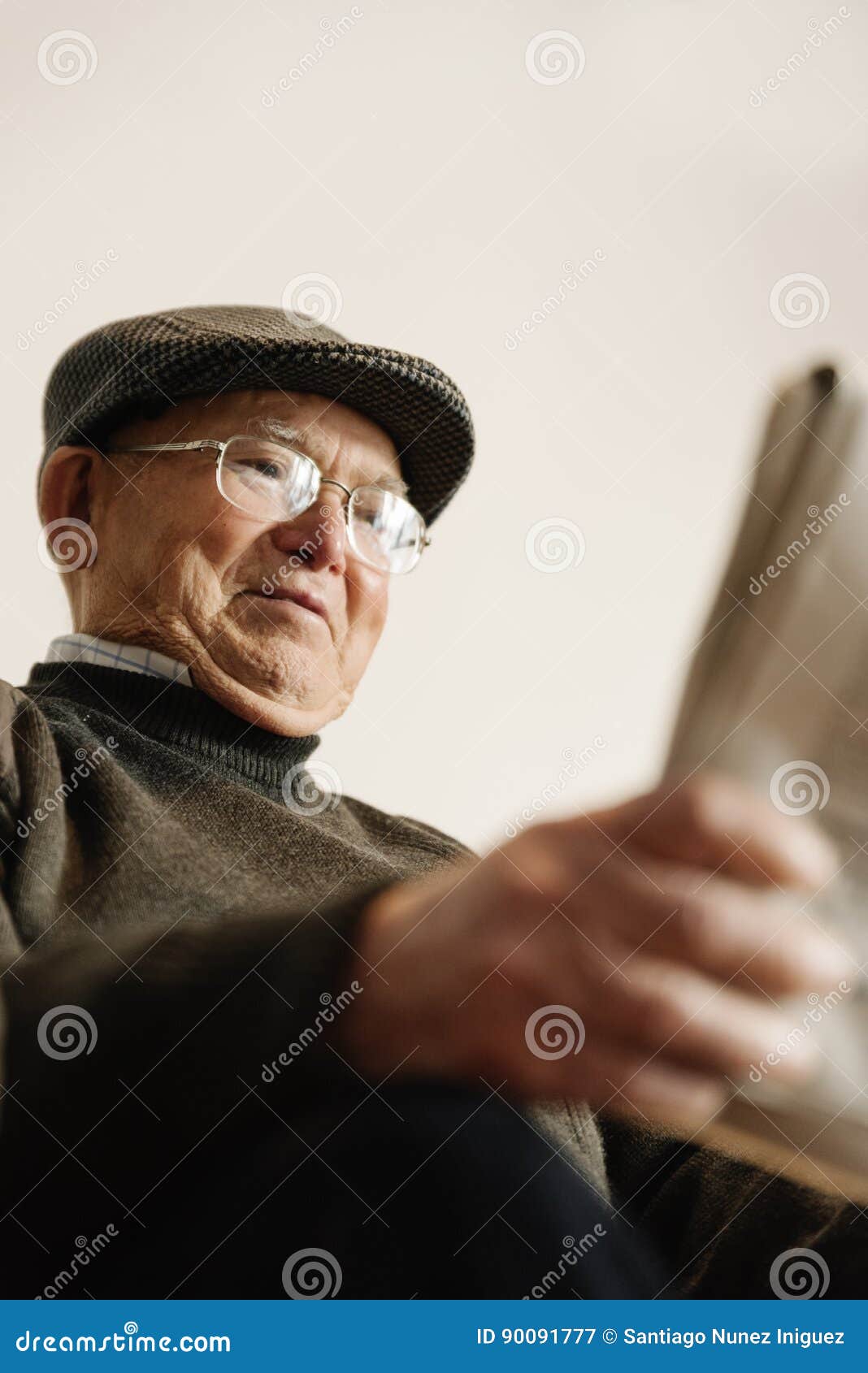 Elderly Man Reading a Newspaper. Stock Image - Image of elder, wrinkle ...