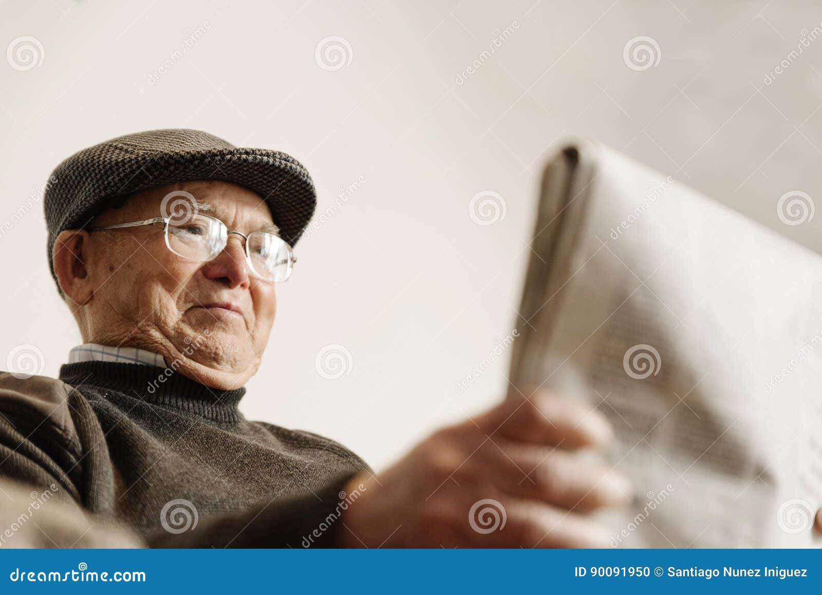 Elderly Man Reading a Newspaper. Stock Photo - Image of ancient ...