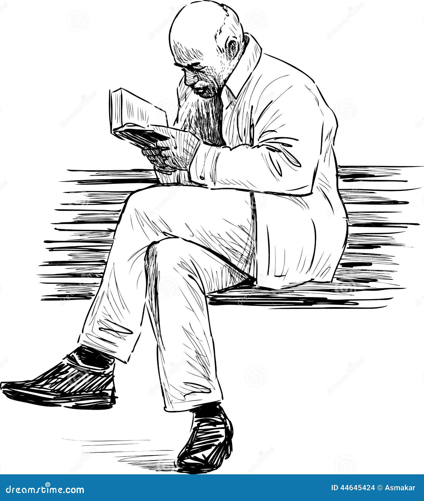 Elderly man reading stock vector. Illustration of person - 44645424