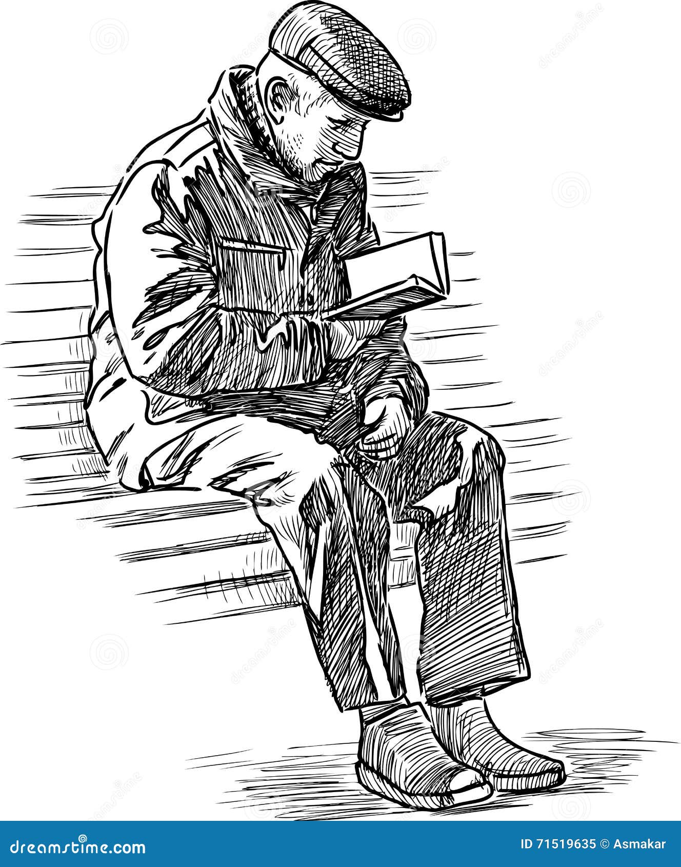 Elderly Man Reads A Book Stock Vector Illustration Of Sitting 71519635