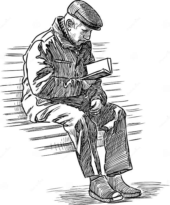 Elderly Man Reads A Book Stock Vector Illustration Of Sitting 71519635