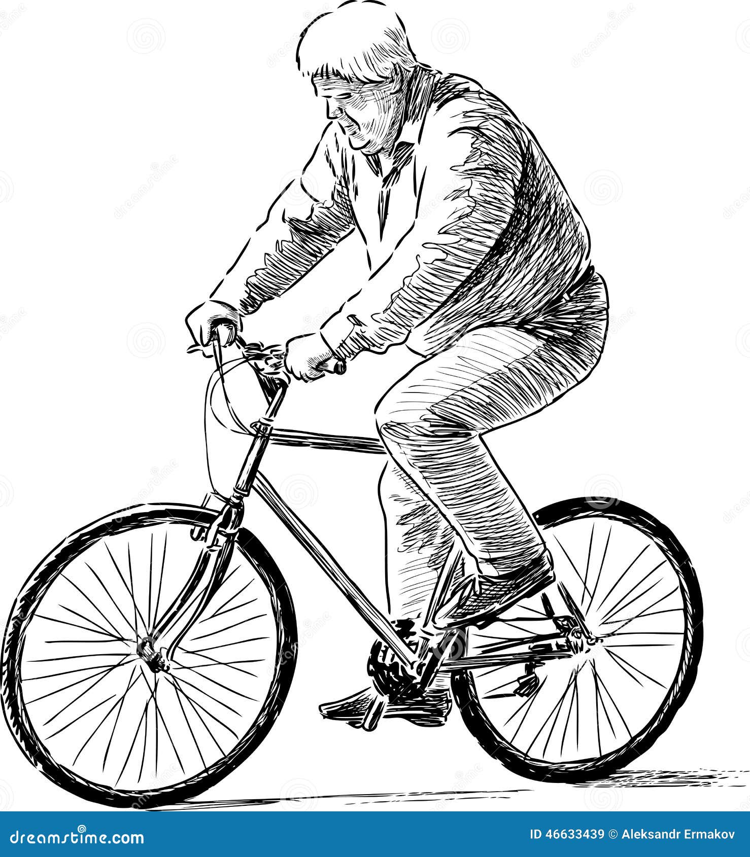 Elderly Man Riding a Bicycle Stock Vector - Illustration of sport ...