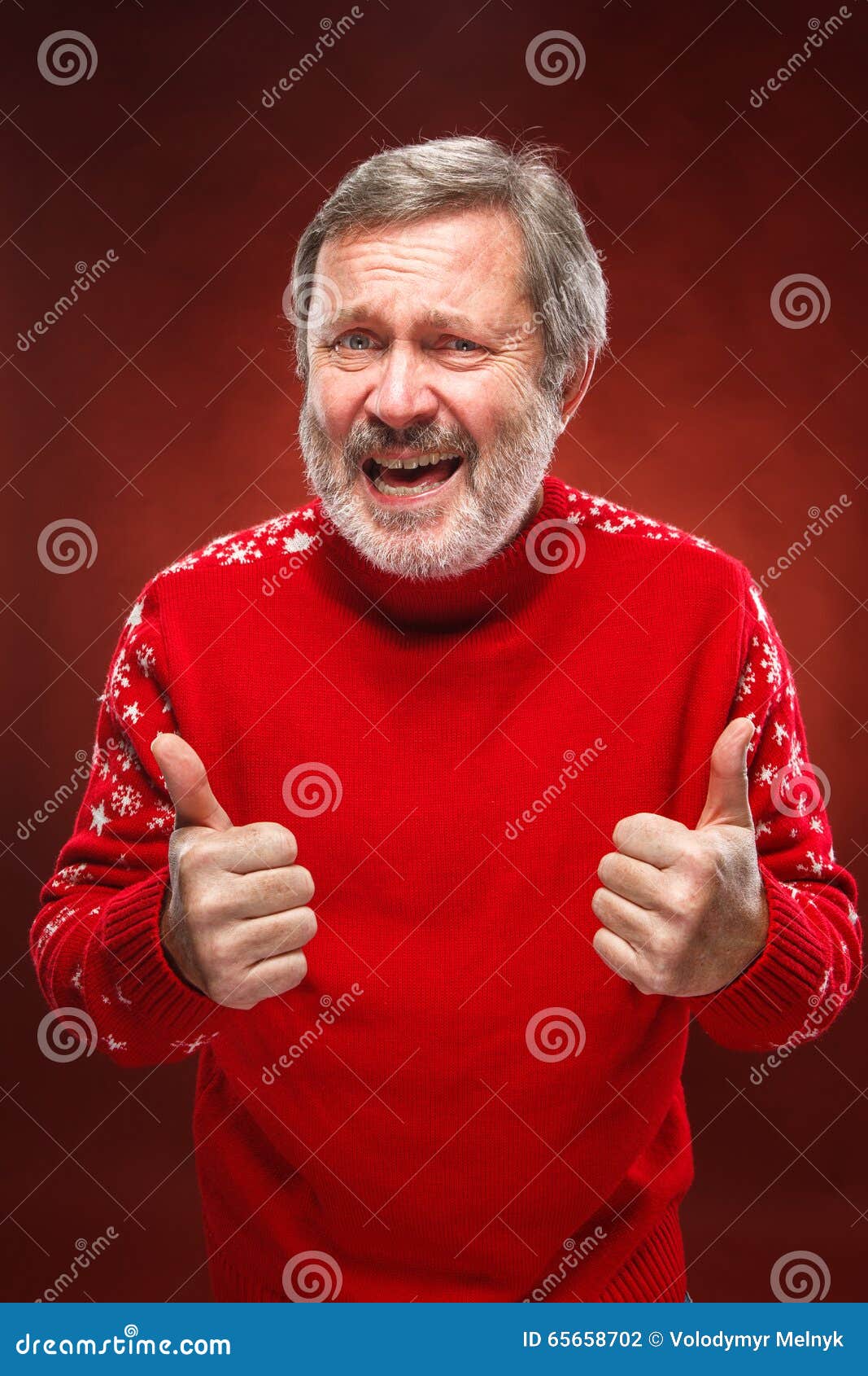 Elderly Man Showing Ok Sigh on a Red Background Stock Photo - Image of ...