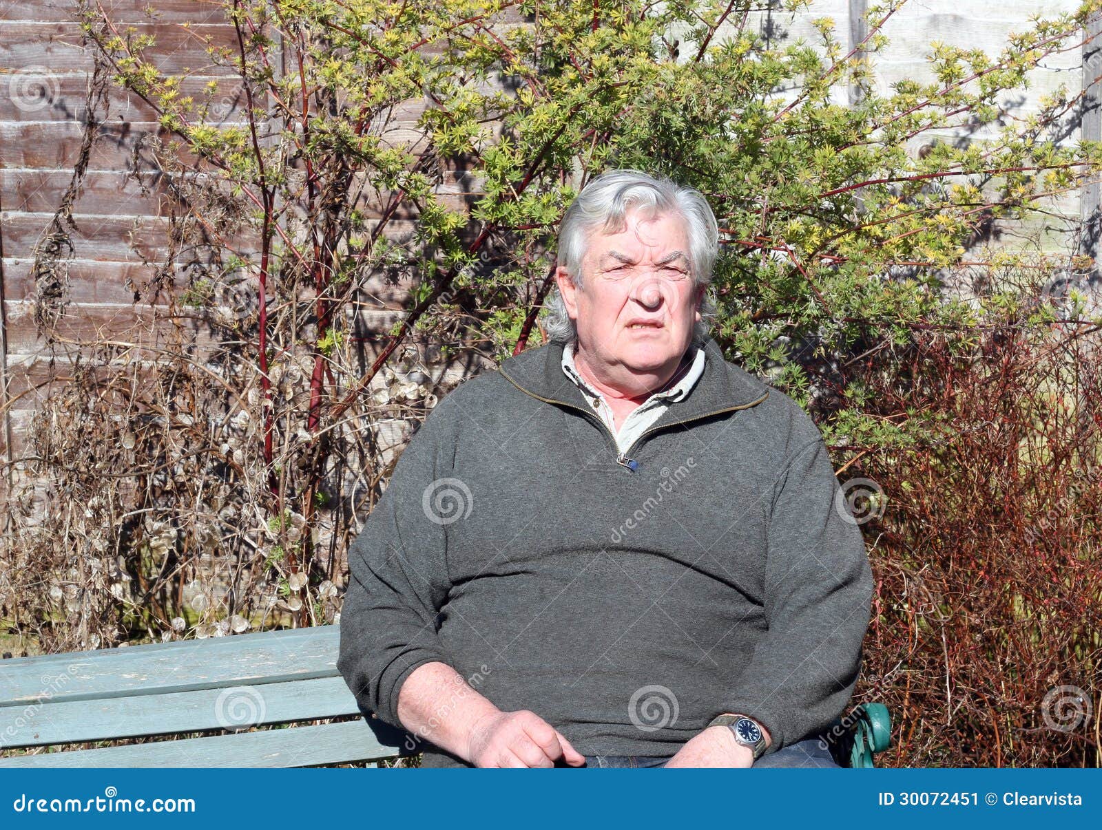 Man Looking Annoyed or Puzzled. Stock Image - Image of sitting, bench ...
